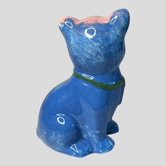 Unmarked | Accents | Vintage Ceramic Blue Pink Cat Figurine | Poshmark